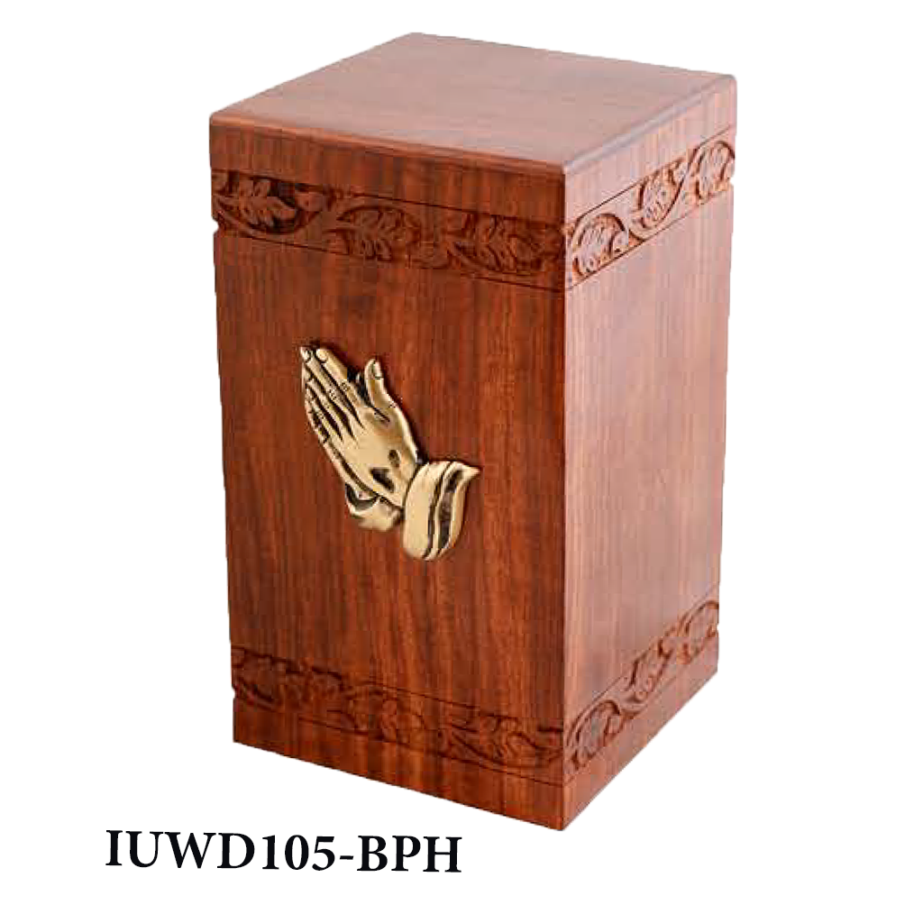 IUWD105-BPH Rosewood Hand Carved Brass Praying Hand Tower Urn – Keith M ...